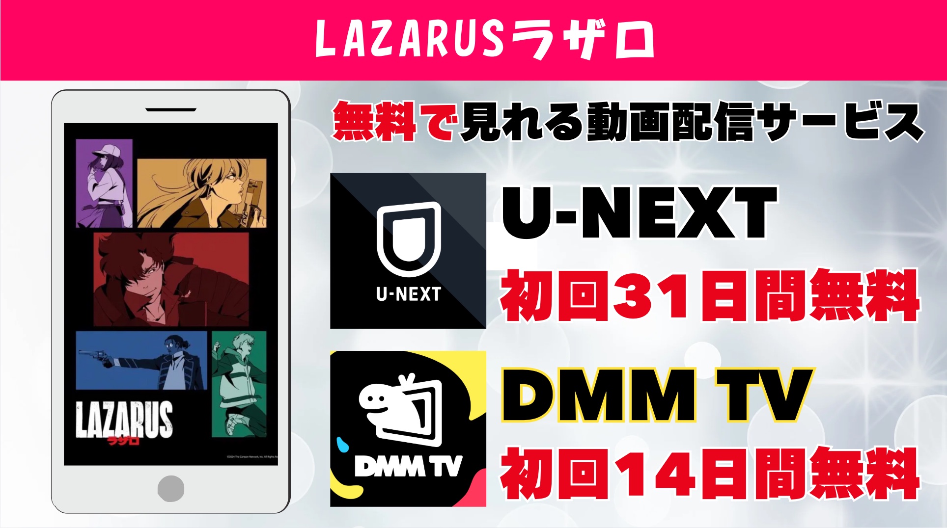 【LAZARUSラザロ】アニメの配信どこで見れる？無料の見逃し動画サブスクを調査！ | WALLOP VOD